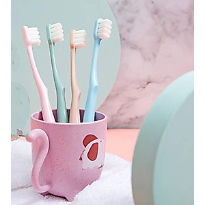 newrichbee [Upgrade Version] 4 Pack Micro Nano Extra Soft Toothbrush for Adult,20000 Bristle Toothbrush,Soft Bristle Toothbrush for Sensitive Teeth or Gum Clean Effectively (Pink&Green&Blue&Flesh)