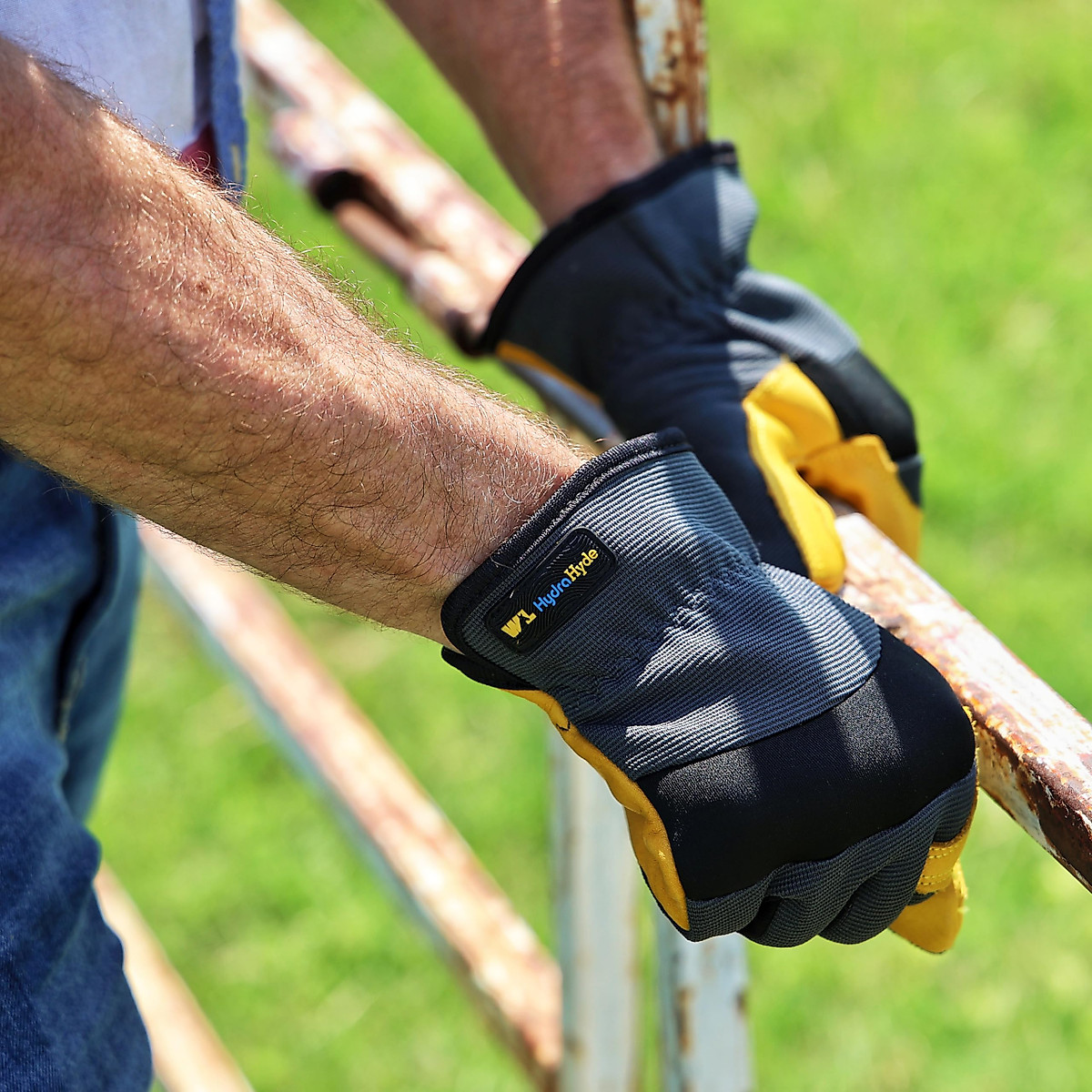 Wells Lamont Men's Slip On HydraHyde Water-Resistant Leather Palm Hybrid Work Gloves, XX-Large 3241XX, Gray