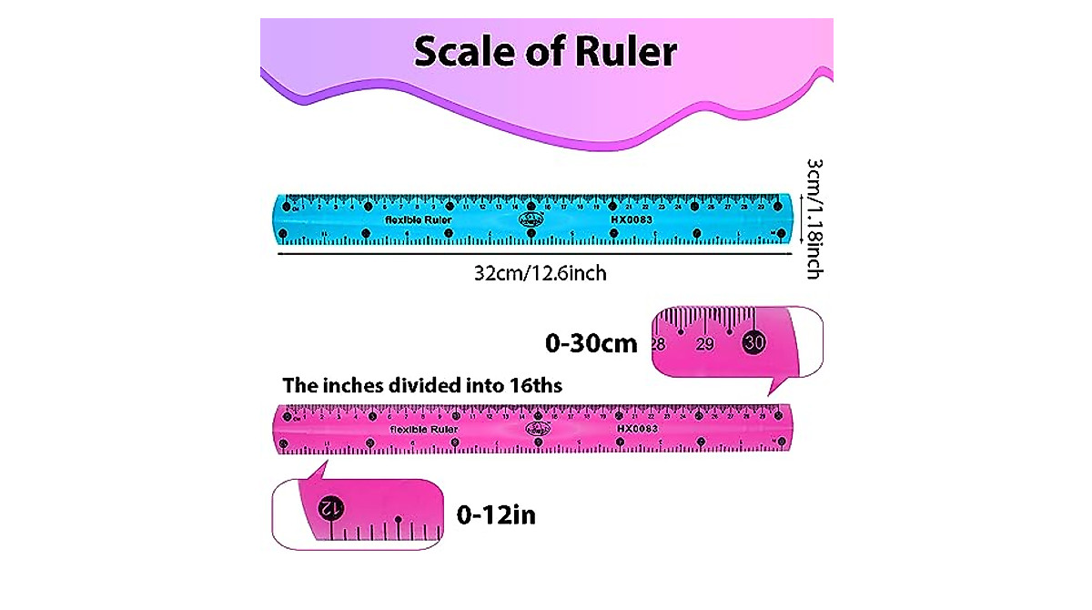 Flexible Ruler Set - 12 Inch Soft Bendable Rulers