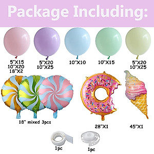 Pastel Donut Balloon Garland Arch Kit, 157pcs Donut Sweet Candy Ice Cream Foil Balloons for Kids Donut Grow Up Baby Shower Two Sweet Girls Birthday Party Decorations