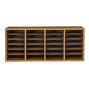 Safco Products Wood Adjustable Literature Organizer, 24 Compartment, 9423MO, Medium Oak - Durable Construction, Removable Shelves, Stackable -Office Organizers for Home Office & Craft Rooms
