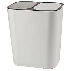 MAGICLULU Dual Trash Can Dry and Wet Separation Trash Can Plastic Garbage Can with Lid Kitchen Sorting Trash Can 2 Compartments Garbage Waste Can Dustbin Rubbish Box 15L