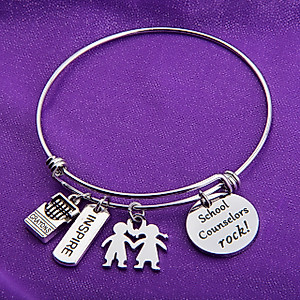 SEIRAA School Counselor Gift Teacher Bracelet End of Year Gift For Teacher Graduation Jewelry Principal Gift (School counselor bracelet)
