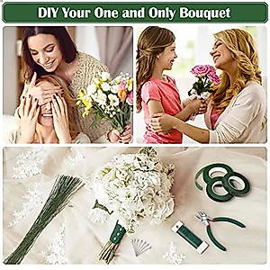 PAXCOO Floral Arrangement Kit with Green Tape and Wire, Boutonniere Flower pin, Wire Cutter for Wreath Making Supplies