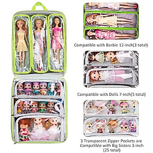 SFYBYHEART Doll Backpack - Doll Storage Organizer - Carrying Case Compatible with LOL Surprise Doll - Doll Organizer Storage Bag for LOL Dolls and Accessories with 6 Clear Window Pockets (Bag Only)