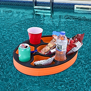 Polar Whale Floating Spa Hot Tub Bar Drink and Food Table Orange and Black Refreshment Tray for Pool or Beach Party Float Lounge Durable Foam 17 Inches Oval 7 Compartment