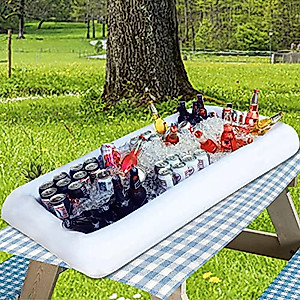 Inflatable Ice Serving Buffet Bar with Drain Plug - BBQ Picnic Pool Party Supplies Buffet Salad Food & Drinks Tray for Party Picnic & Camping (Pack of 1, 53 * 25,6 inches)