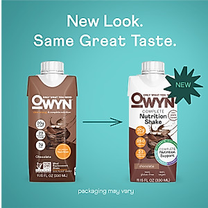 OWYN Plant-Based Complete Nutrition Protein Shake, Chocolate, 20g plant based protein, 23 Vitamins Minerals, Vegan Nutritional Shake, Gluten, Soy, and Tree Nut-Free (Chocolate, 12 pack)