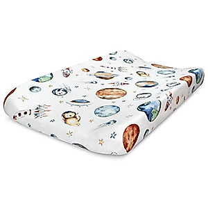 Outer Space Changing Pad Cover - Jersey Knit Cotton - Unique Watercolor Design