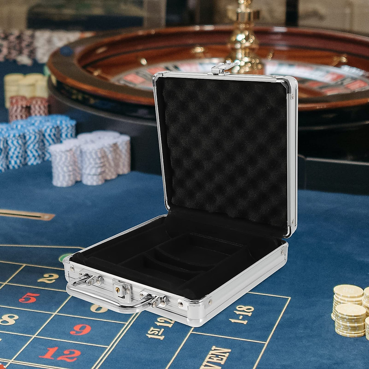 Yardwe Club Poker Chip Holder Poker Chip Case Empty Aluminum 300 Poker Chip Carrier Large Capacity Poker Cards Holder Storage Case Poker Chips