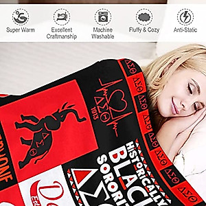 Sorority Gifts Blanket Throws Flannel Fleece Blankets Lightweight Comfortable Warm Gifts for Women Girls Bed Sofa Living Room 50"X40"