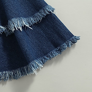 Karuedoo Kid Toddler Baby Girl Denim Overalls Ripped Bell Bottoms Flare Jeans Overalls Strap Suspender Pants Outfit (Blue, 3-4T)