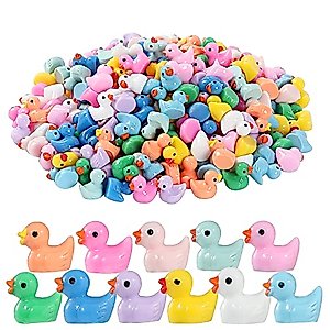 LOUHUA Mini Ducks 220 Pack Tiny Duck Figurines Bulk for Miniature Dollhouse Decor Accessories Garden Aquarium Potted Ornament Party Toys DIY Charms Office Classroom Activity to Hide