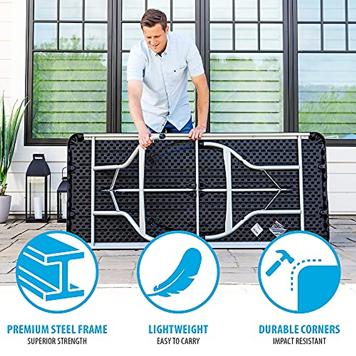 Lifetime Commercial Rectangular Folding (4 Pack) Table, 6', Black