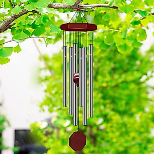 Wind Chimes for Outside, Wind Chimes Outdoor Deep Tone with 6 Metal Tubes and Hook, Memorial Wind Chimes Home Outdoor Decor for Garden, Patio, Yard