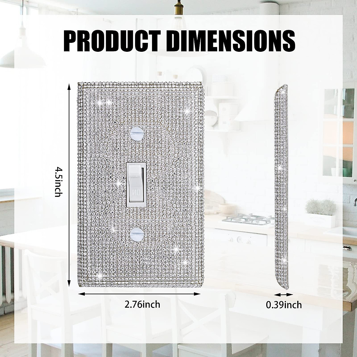 Shiny Silver Rhinestones Wall Plates Light Switch Decorative Cover Plate Single Toggle Rhinestones Outlet Covers Wall Plate