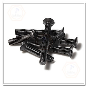 100pcs M2.5×4mm Black Carbon Steel Phillips Cross Countersunk Head (Flat Head) Screws Bolts GB819