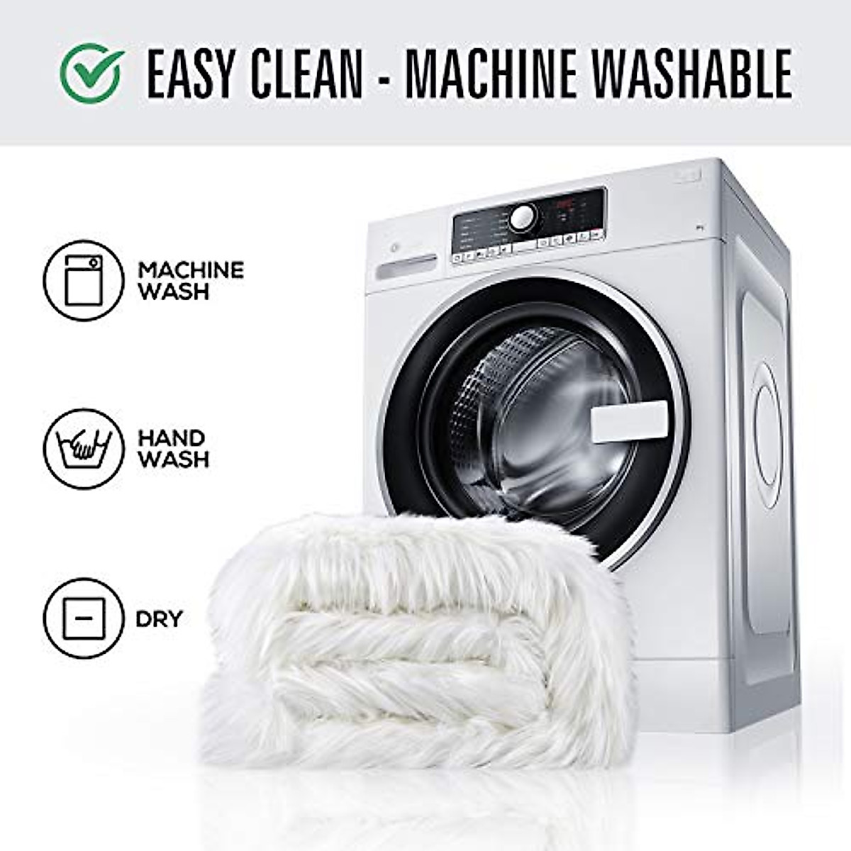 Andecor Soft Fluffy Faux Fur Bedroom Rugs 3 x 5 Feet Indoor Wool Sheepskin Area Rug for Girls Baby Living Room Chair Sofa Home Decor Floor Carpet, White