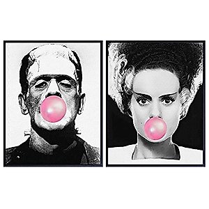 Frankenstein Scary Movie Wall Art - Home Theater Decor - Vintage Hollywood Monster Horror Movie - Goth, Gothic Gifts - Men, Teens, Kids Bedroom - Funny Photo Room Decorations Pictures