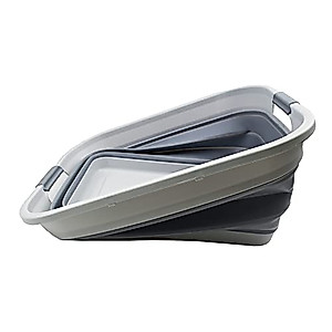 SAMMART 41L (10.8 gallon) Collapsible Plastic Laundry Basket - Foldable Pop Up Storage Container/Organizer - Space Saving Hamper/Basket, Water capacity: 32L(8.4 gallon) (Grey)