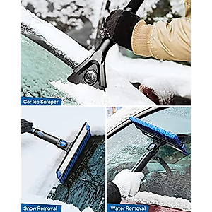 JOYTUTUS 47.7″ Extendable Snow Brush and Ice Scraper, 270° Pivoting Snow Scraper Brush for Car Windshield, Telescoping Ice Scraper, Foam Grip, Heavy Duty Snow Remover for Cars, Trucks, SUV (Black)