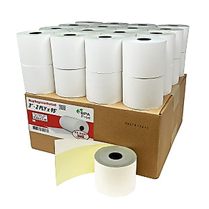 (32 Rolls) 2 Ply Carbonless Rolls 3" X 95 Feet White/Yellow Receipt Paper POS Cash Register Two Ply White/Canary for Star Micronics SP700 SP2000 UP389 Omni 480 TMU 220 250 Require Ribbons ERC30/34/38