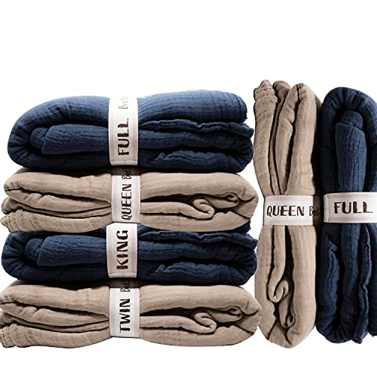 ECOHomes Bed Sheet Organizer and Storage Label Bands | Sheets Set Organizers for Linen Closet - Elastic Bedding Sheet Keepers Straps for Foldable Bedsheet, Pillow Case, Duvet (King 4PCs Pack | Cream)