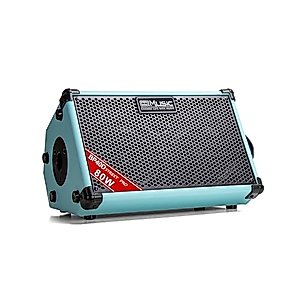 Coolmusic BP40D Powered Acoustic Guitar Amplifier- Portable Bluetooth Speaker 80W W/Battery with Reverb Chorus Delay Effect, 6 Inputs,3 Band EQ, Blue