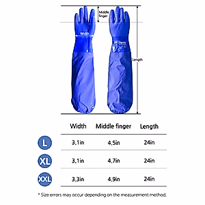 Youneedthat Chemical Resistant Gloves, Seamless Cotton Lined, Heavy Duty Waterproof Gloves, Long Rubber PVC, 24" L,XL,XXL