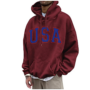 Ymosrh Black Hoodie, Unisex Printed Pullover Hooded Sweatshirt With Pockets Mens Graphic Hoodies Thick Cool For Men Hoodies Sudadera Con Capucha Para Hombre Blank Hoodie Sweaters (4XL, Wine)