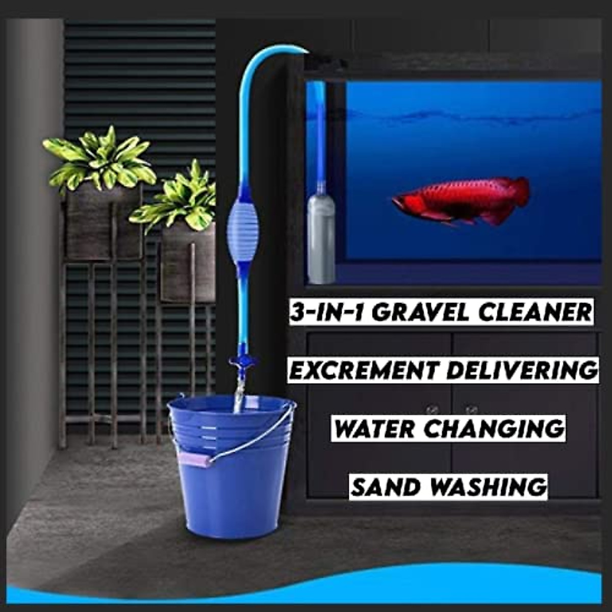 LL Products Gravel Vacuum for Aquarium - Fish Tank Gravel Cleaner- Aquarium Vacuum Cleaner -Aquarium Siphon - 8 FT Long Aquarium Gravel Cleaner with Minnow Net