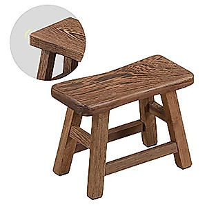 EKDJKK Rustic Wooden Step Stool, Sturdy & Decorative, Solid Wood Tiny Step Stool for Kids Adults, Plant Stand (27x13x21cm/11x5x8inch) - Brown