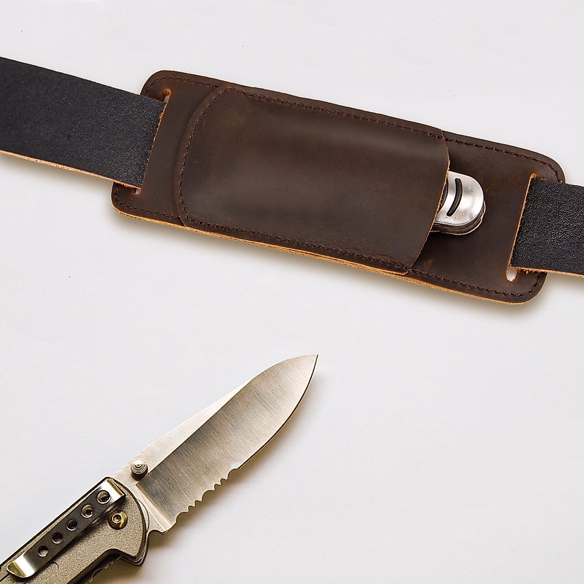 Knife Sheath,Leather Knife Sheath for Belt,Horizontal Carry Pocket Knife Holder,EDC Belt Organizer,Handmade Compact Draw Knife Holster,EDC Pocket Organizer,Sheath for Folding Knife,Gifts for Men Dad