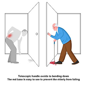 Remedic Long Handle Doorstopper Wedge – Security Non-Slip Rubber Door Stop – Suitable for All Floors and All Doors – Adaptive, Arthritis and Senior Living Product – Foldable and extendable