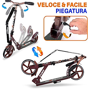 Hurtle Renegade Kick Scooters for Kids Teenagers Adults- 2 Wheel Kids Scooter with Adjustable T-Bar Handlebar - Alloy Anti-Slip Deck - Portable Folding Scooters for Kids with Carrying Strap