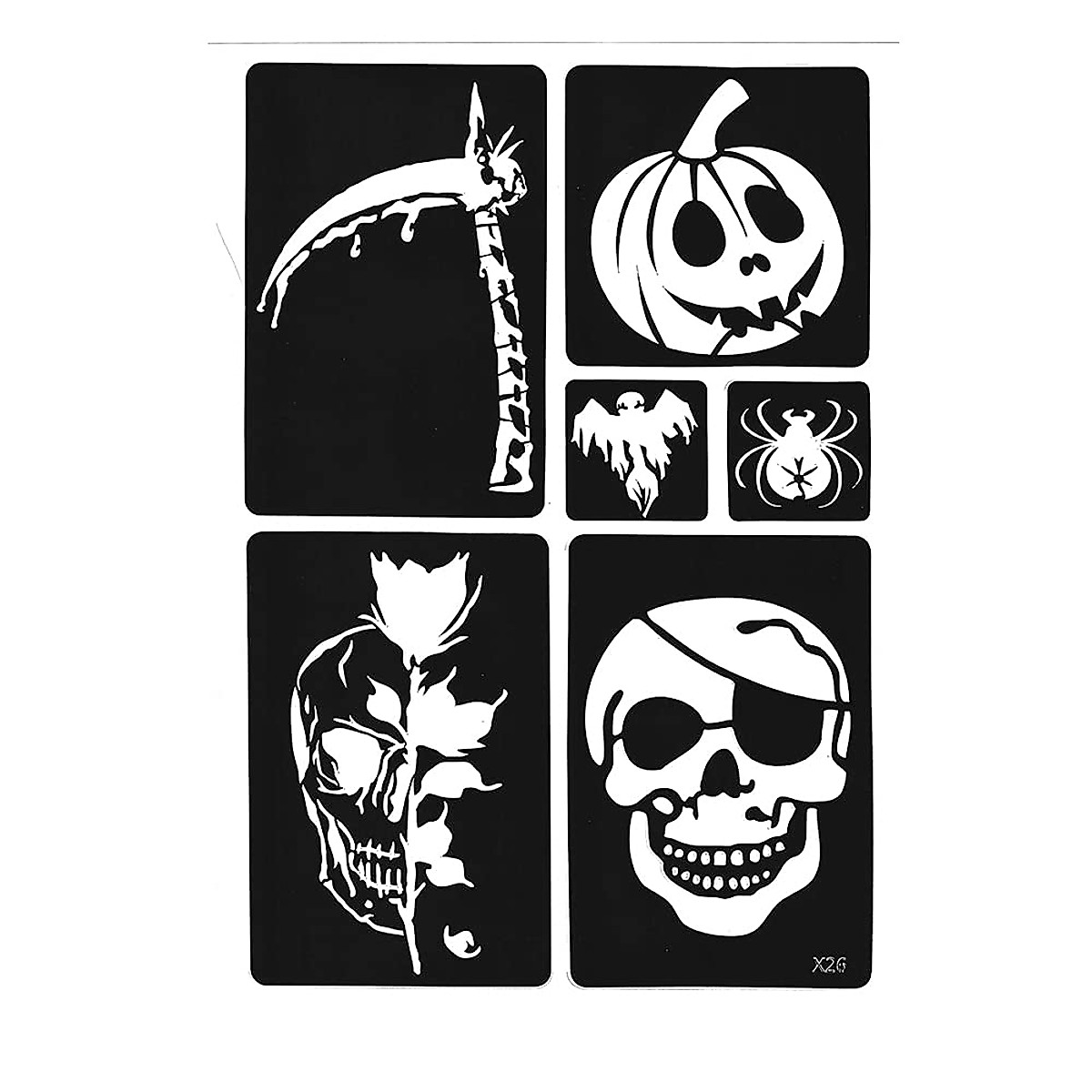 90Pcs Halloween Glitter Tattoo Stencils, Airbrush Tattoo Templates Kit Halloween Pumpkin Temporary Tattoo Stickers for Kids Drawing Template Party Props (6 Sheets)