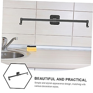 Retractable Towel Rack Cupboard Door Bar Towel Holder for Bathroom Bath Towel Holder Towel Shelf Towel Hanger for Bathroom Towel Rack with Hook Towel Bar Towel Holders Grey Plastic Veemoon