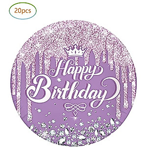Purple Birthday Party Supplies, 20 Plates and 20 Napkins, Purple Theme Birthday Party Decorations for Girl Women Wedding Bday Party Supplies