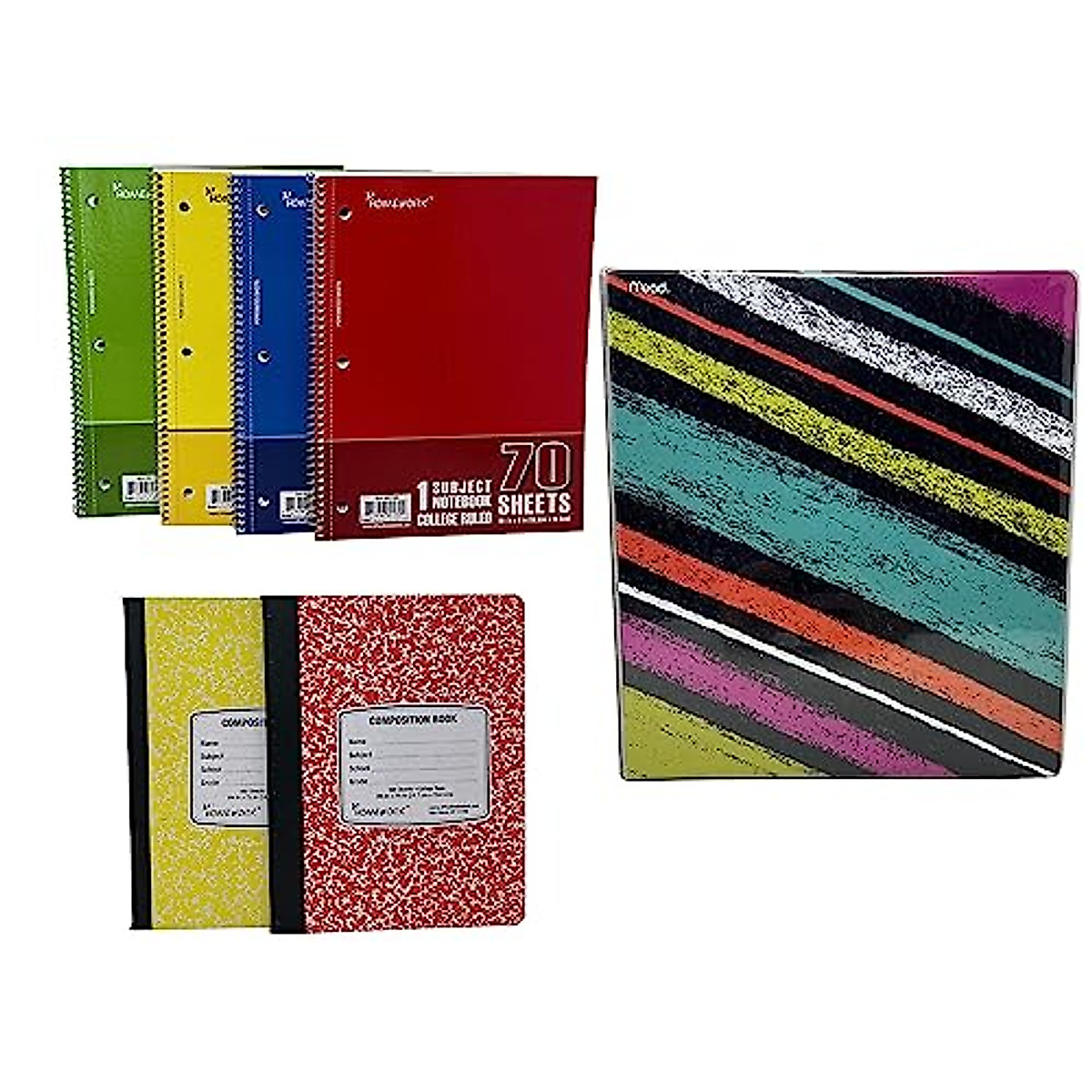 College Ruled Back to School Supply Bundle for Middle, High School and College: Binder, Mechanical Pencils, Sharpies, Pens, Highlighters, Folders, Note Books, Earbuds and More 55+ items