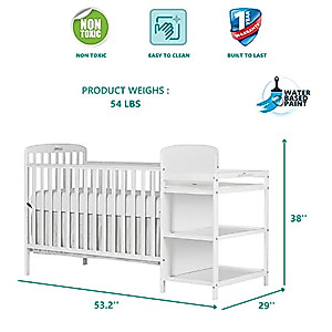 Dream On Me Anna 4-In-1 Full-Size Crib And Changing Table Combo In White