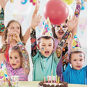 52 PCS Kids Full Arm Temporary Tattoo, Fake Tattoos for Kids, Rocket Car Dinosaur Planet Astronaut Tattoo for Boy, Dolphin Castle Cat Body Arm Tattoos Stickers for Girl, Party Supplies Gifts for Kids