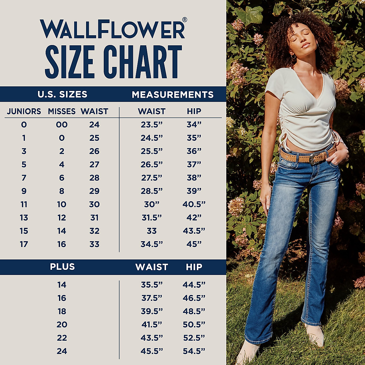 WallFlower Women's Luscious Curvy Bootcut Mid-Rise Insta Stretch Juniors Jeans (Standard and Plus), Jenna, 18 Plus Long