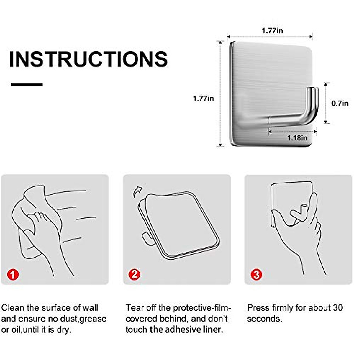 YAKAON Self-Adhesive Hooks, Heavy Duty Kitchen Bathrooms Robe Hooks, Towel Stands Sticky Wall Hook, Toilet Waterproof and Rust-Proof Bath Towel Hooks - 4 Packs