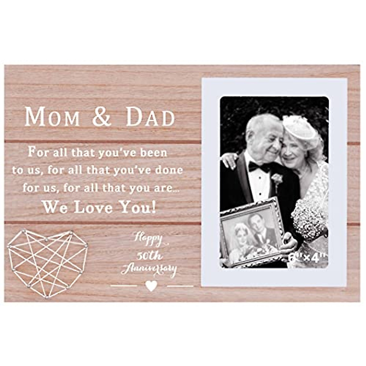 NZY Happy 50th Wedding Anniversary for Mom and Dad Parents - Picture Frame Gift- For All That You're Been to Us, For All That You've Done for Us-Fifty Years of Marriage Gift - Photo Frame Gift