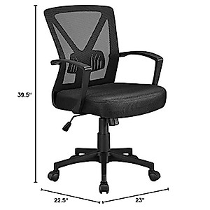 Yaheetech Office Chair Computer Desk Chair Swivel Ergonomic Chair Rolling Executive Office Chair with Wheels and Lumbar Support for Home Office and Study, Black