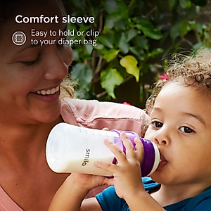 Smilo Baby Bottle Set with Stage 0 Slow Flow Anti Colic Nipple, 10 Oz / 300 ml Capacity, 3X Pack of Anti Colic Baby Bottles 0-3 Months - Plum Purple