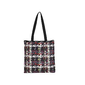 LeSportsac Running Weave Easy Magazine Tote Bag, Style 3531/Color E474, Festive & Colorful Confetti Style Abstract Printed Weave Pattern, Modern & Fun Interpretative Plaid Design
