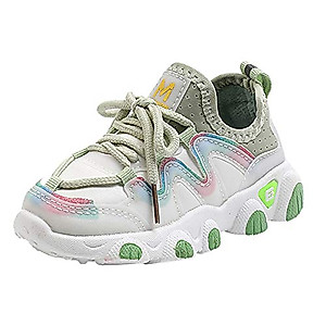 Lykmera Baby Girls Walking Shoes Kids Soft Warm Shoes Light Infant Toddler Girls Running Shoes Baby Sports Shoes Gifts (Green, 15-18 Months)