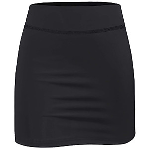 BLEVONH Womens Summer Tennis Skirts with Shorts Underneath, Pickleball, Athletic, Workout and Golf Skorts with Pockets Black Medium