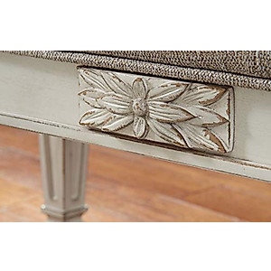 Signature Design by Ashley Realyn French Country Upholstered Tufted Accent Bench, Antique White